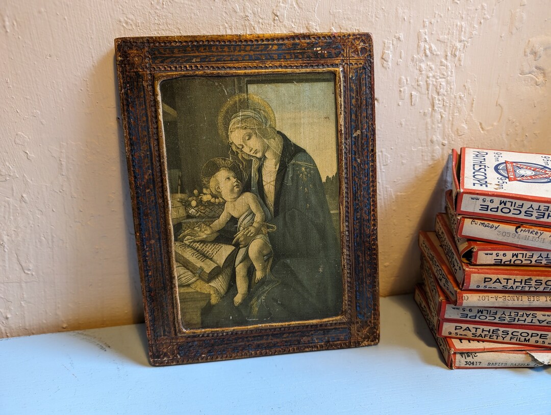 Virgin Mary Framed Lithograph - Early 20th.c - Etsy