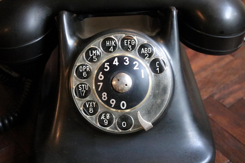 Mid-century Scandinavian Bakelite Rotary Telephone — Norwegian Alphabet ...