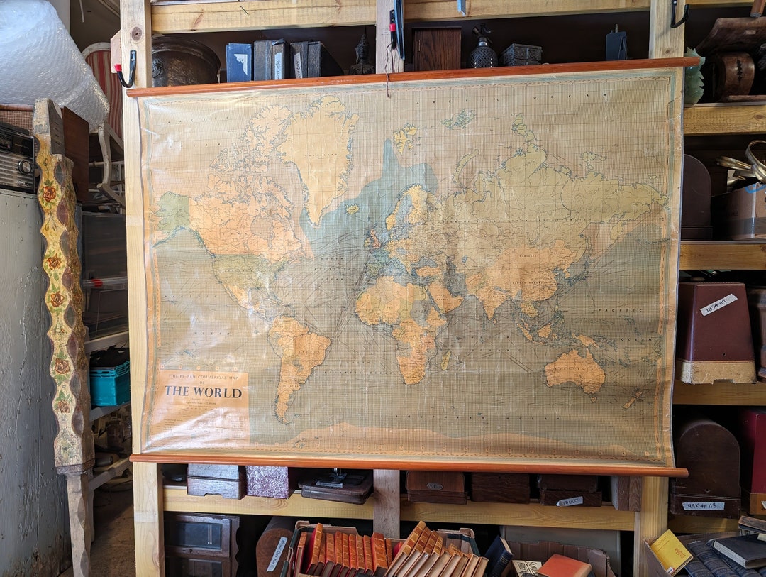Very Large 1960's World Map Wall Chart / Hanging Map - Etsy UK