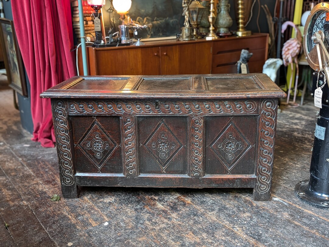 18th Century Carved Oak Chest / Coffer / Kist - Etsy