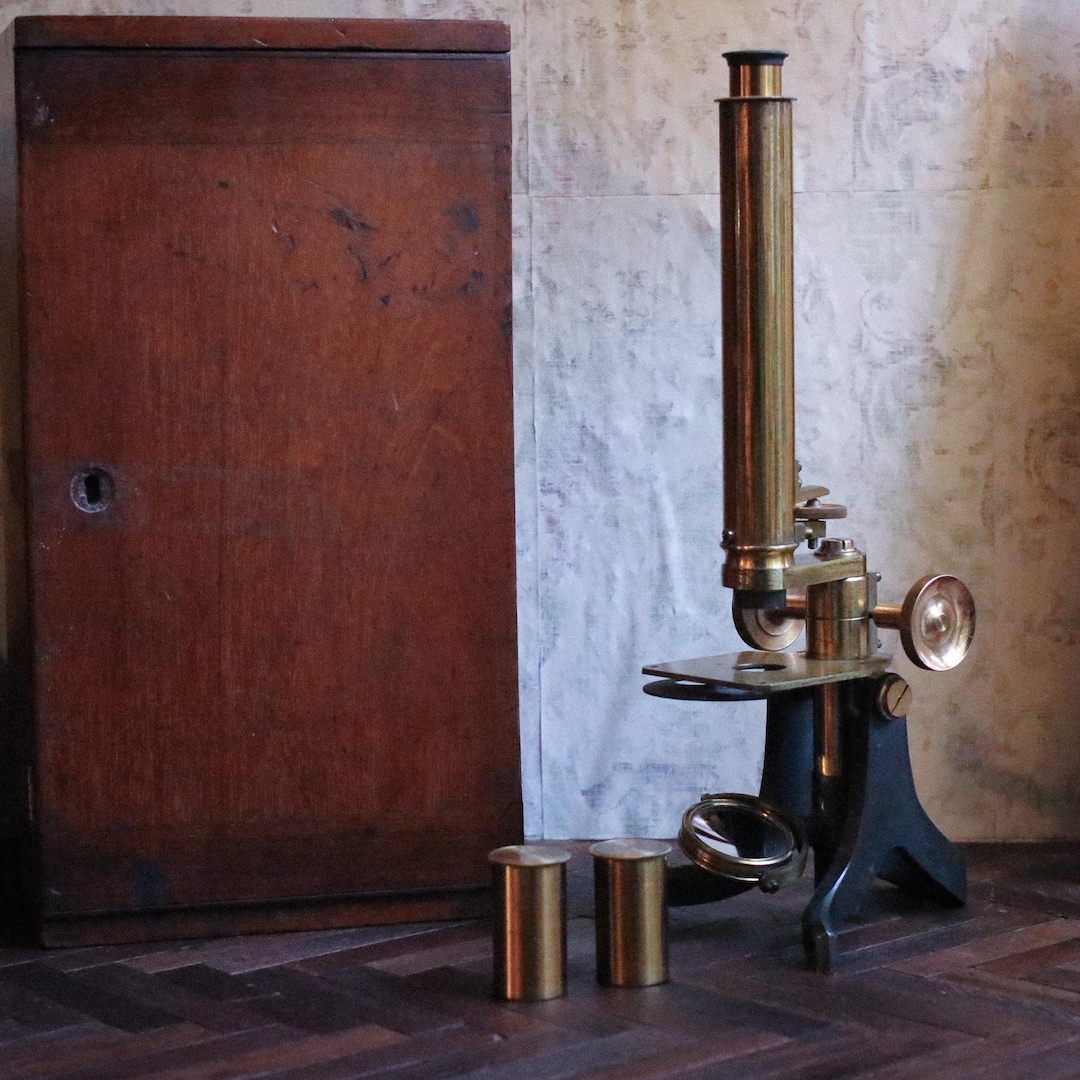 Antique 19th.c Brass Laboratory Microscope - Etsy