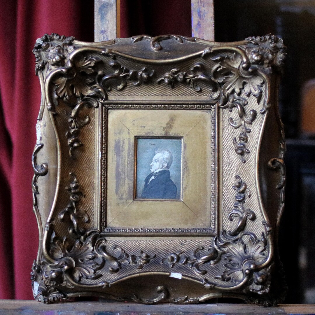 Antique Georgian Regency Portrait Miniature in Gilt Gesso Frame ...