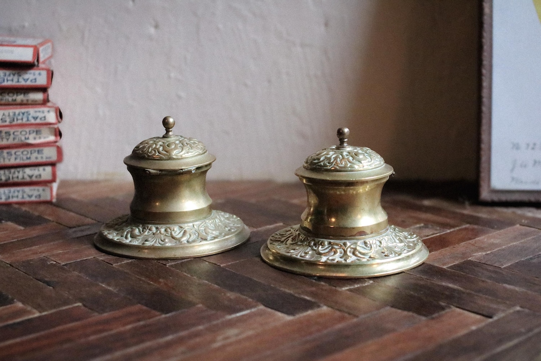 Pair of Ornate Victorian Ink Wells - Etsy