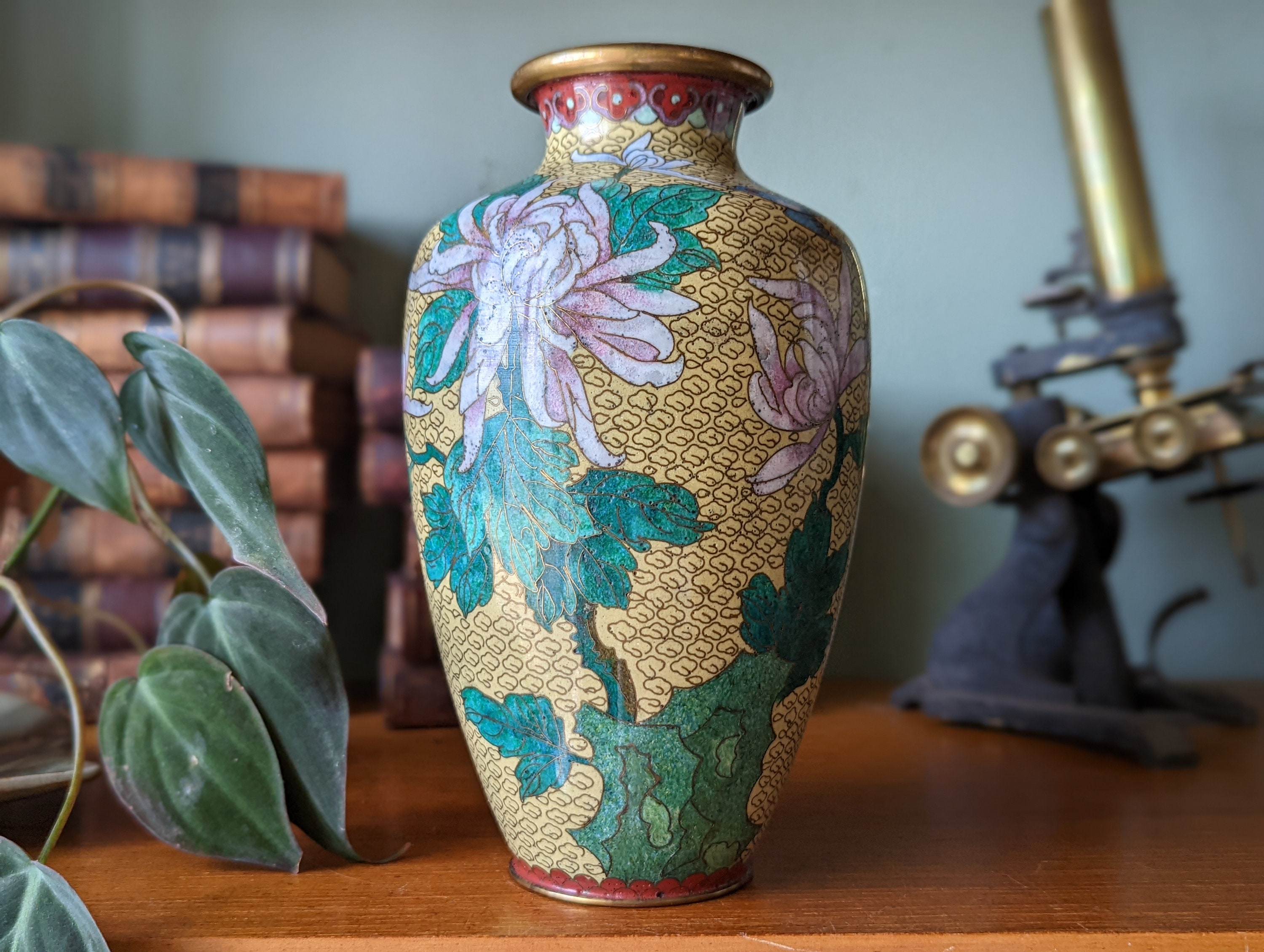 Vintage Chinese Cloisonné Brass Enamel Vase - Etsy