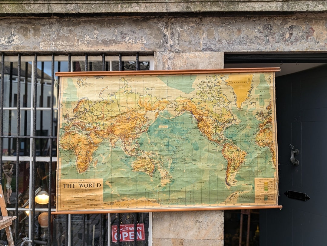 Very Large 1960's World Map Wall Chart / Hanging Map - Etsy