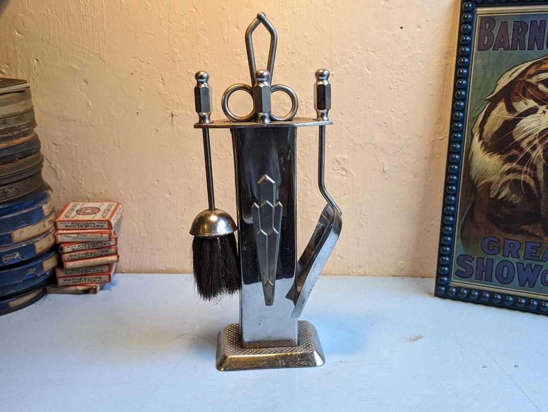 1920's Art Deco Chrome Fire Companion Set - Etsy