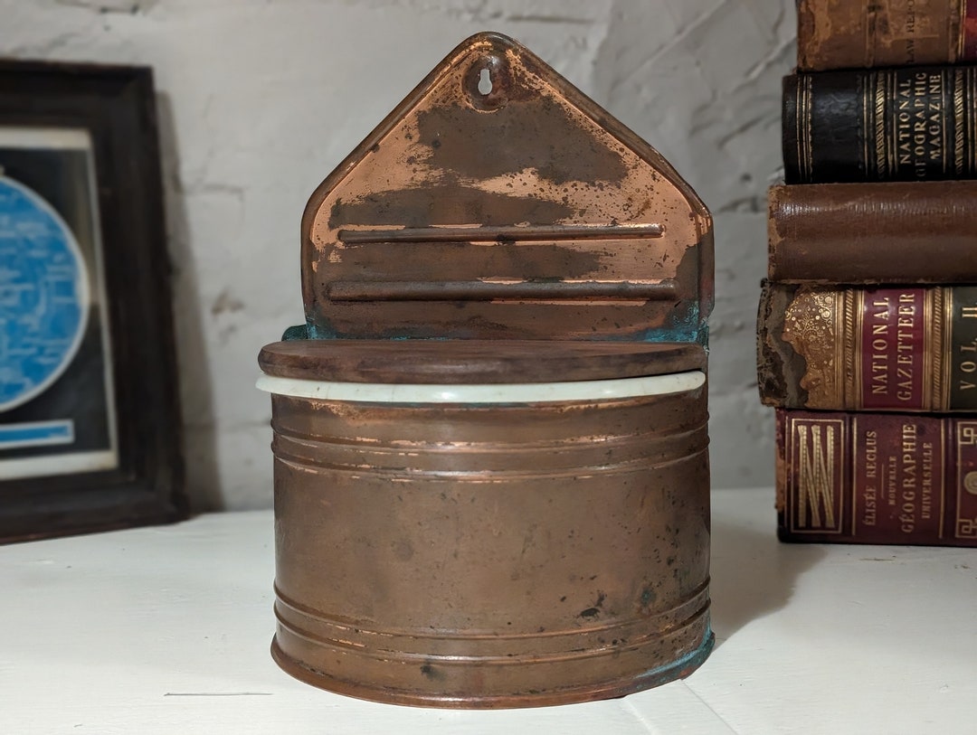 Vintage Copper Wall Mounted Salt Box - Etsy