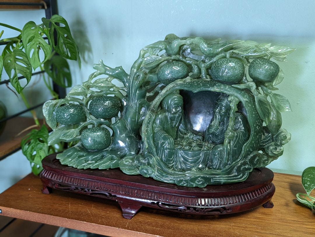 Carved Jade Go Players Under Apple Tree - Etsy