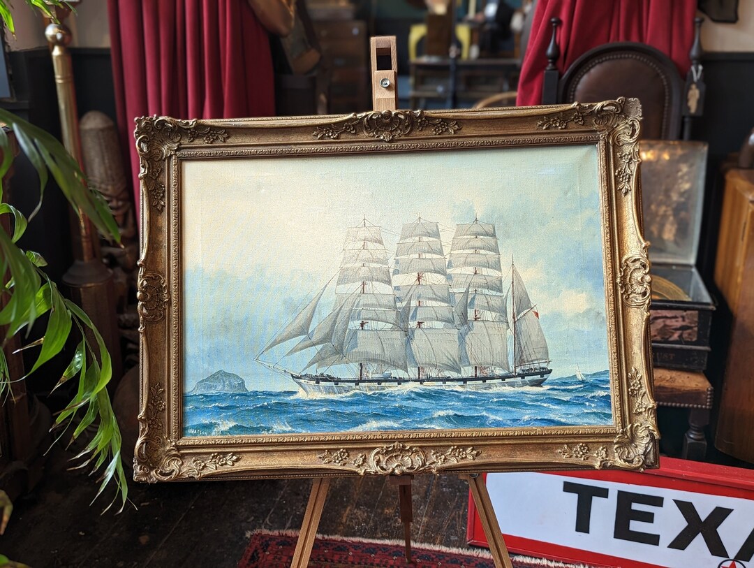 Large Oil on Board Clipper Ship Painting in Gilt Frame - Etsy