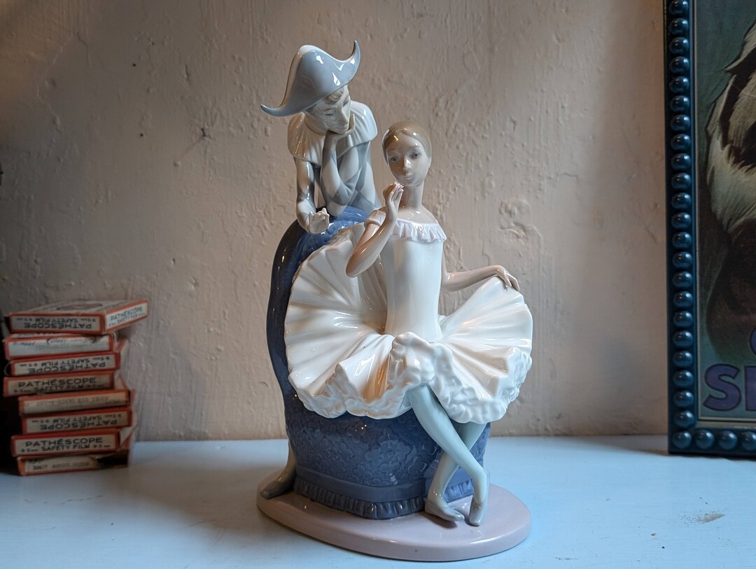 Nao by Lladro Figurine A Dream Come True Ballerina and Jester Harlequin ...