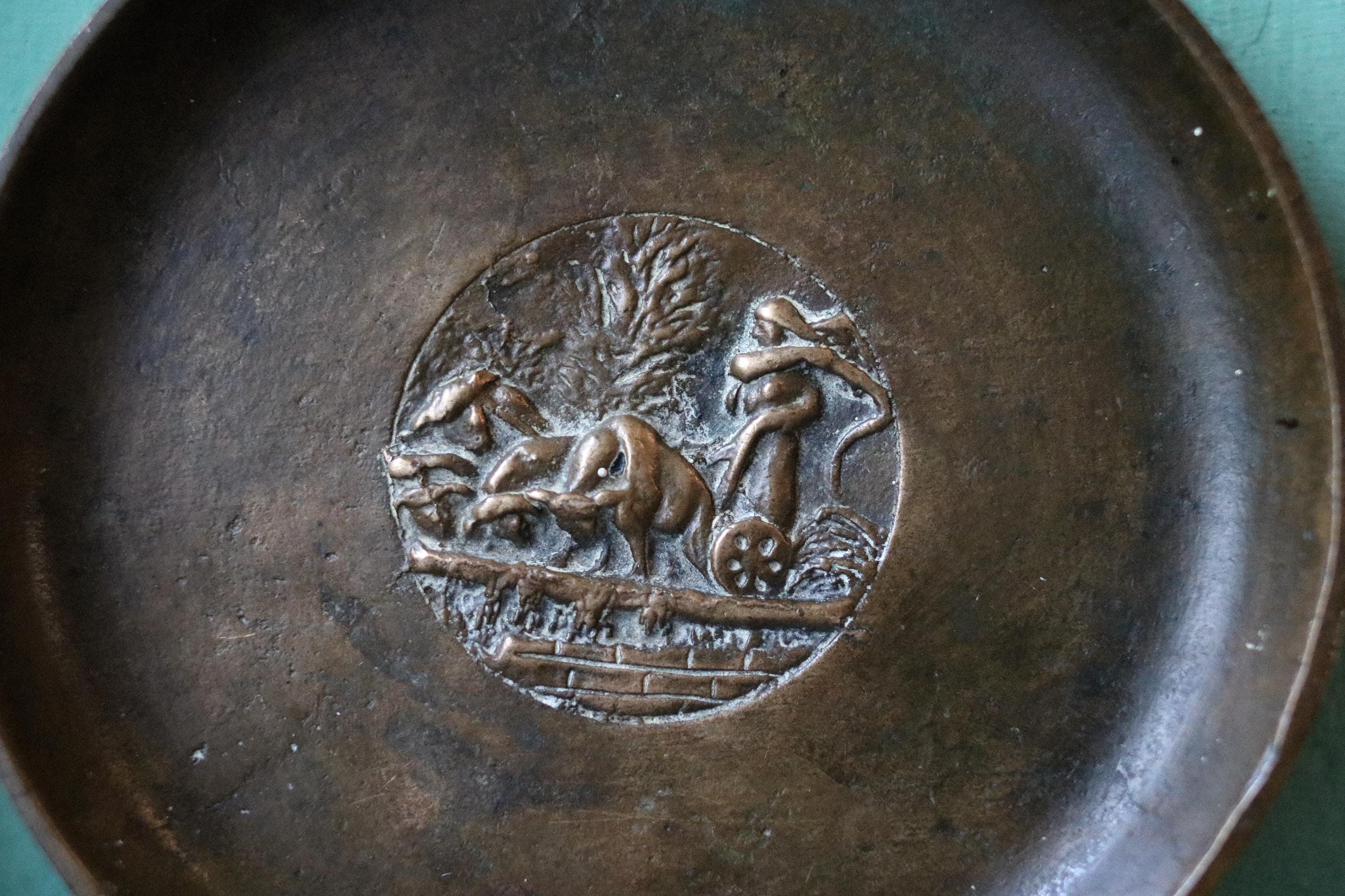 Small Antique Cast Brpnze Dish With Plough Scene Relief – 6" - Etsy