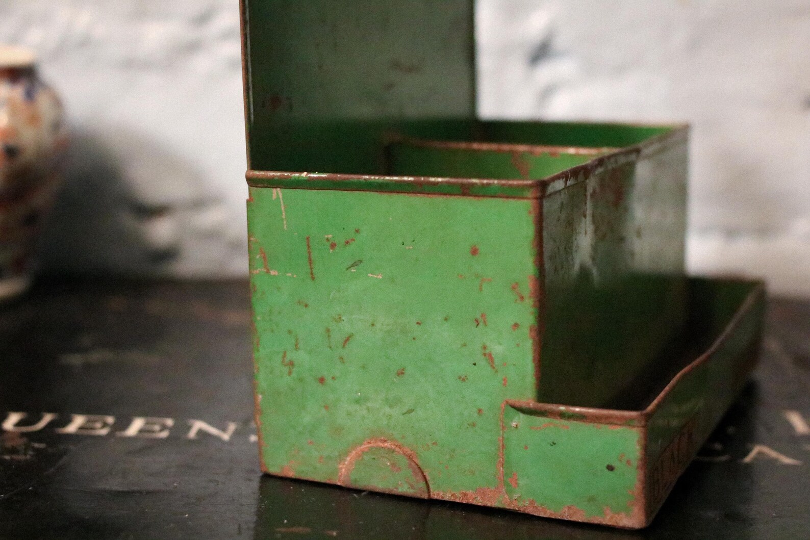 Vintage Red Metal Shoe Cleaning Box – Industrial Wall-mount Holder With ...