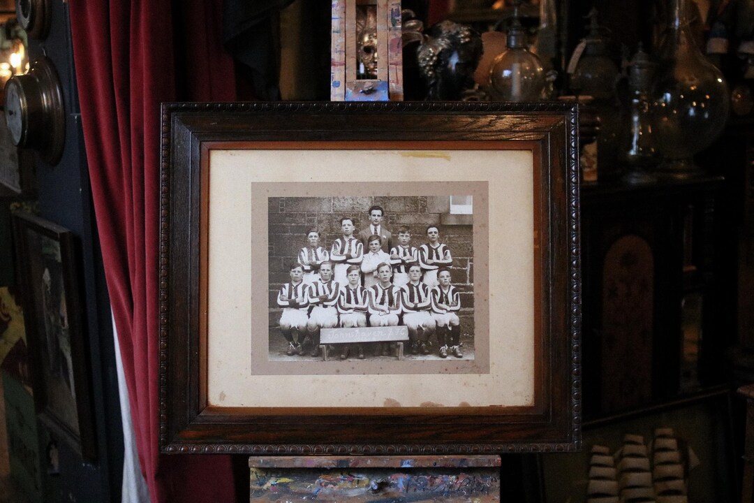 Antique Framed Black and White Junior Football Team Photograph in ...
