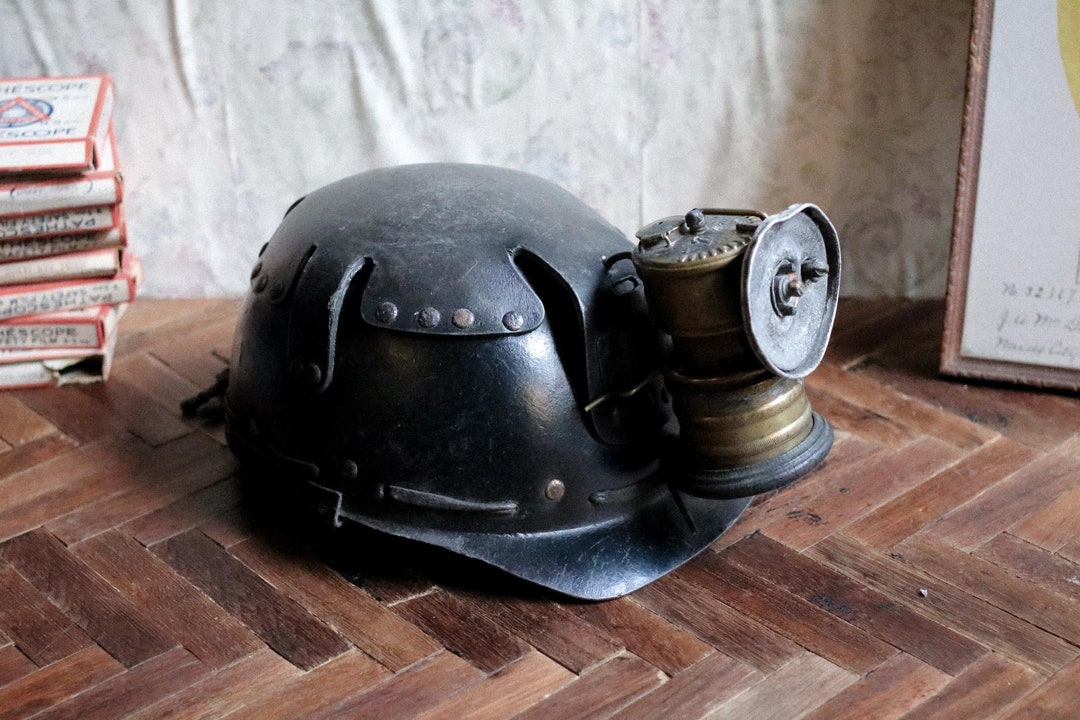 Antique Leather Miners Hat and Carbide Lamp - Etsy