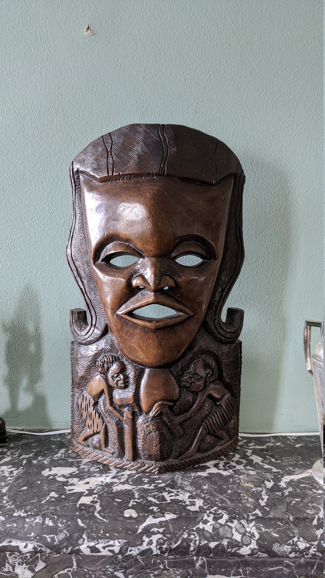 Large Freestanding African Hardwood Mask - Etsy