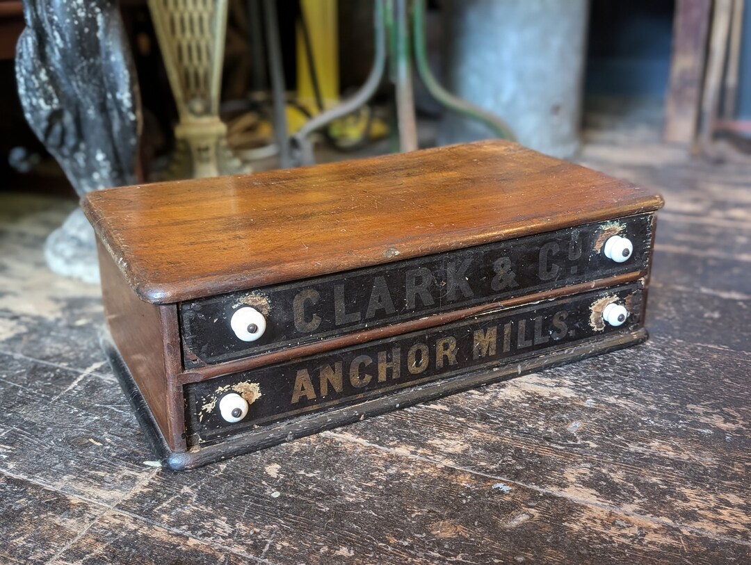 Antique Clark & Co Anchor Mills Haberdashery Shop Display Drawers - Etsy