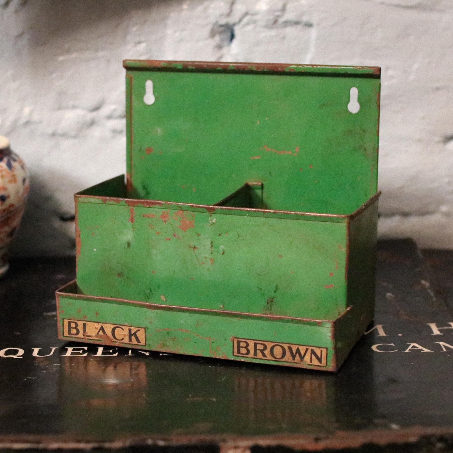 Vintage Red Metal Shoe Cleaning Box – Industrial Wall-mount Holder With ...
