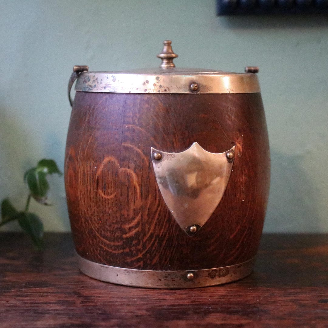 Vintage Oak and EPNS Barrel Shaped Ice Bucket - Etsy