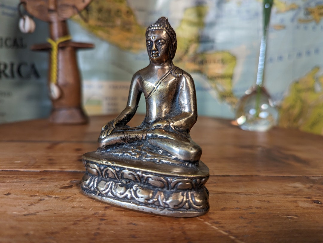 Vintage Tibetan Gold Gilded Cast Statue of Buddha - Etsy