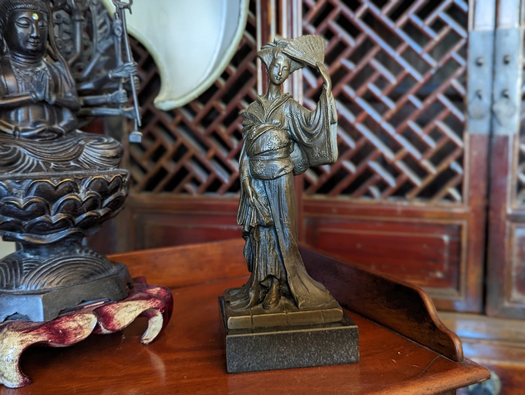 Vintage Japanese Bronze Geisha Statue - Etsy