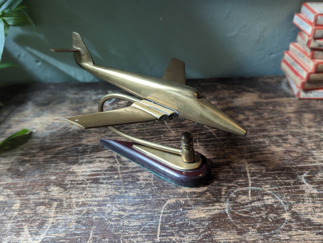 1950's Desktop Brass Plane Model - Etsy
