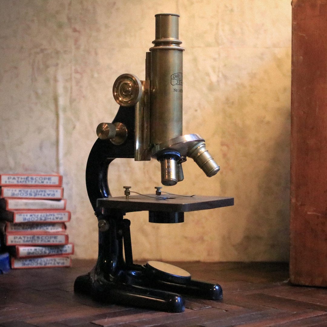 Antique Carl Zeiss Jena Brass & Enamel Laboratory Microscope With ...