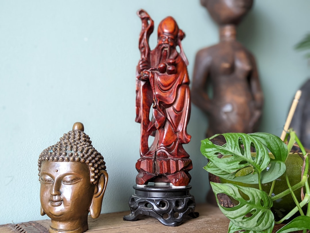 Antique Chinese Fruitwood Carving of Lohan - Etsy