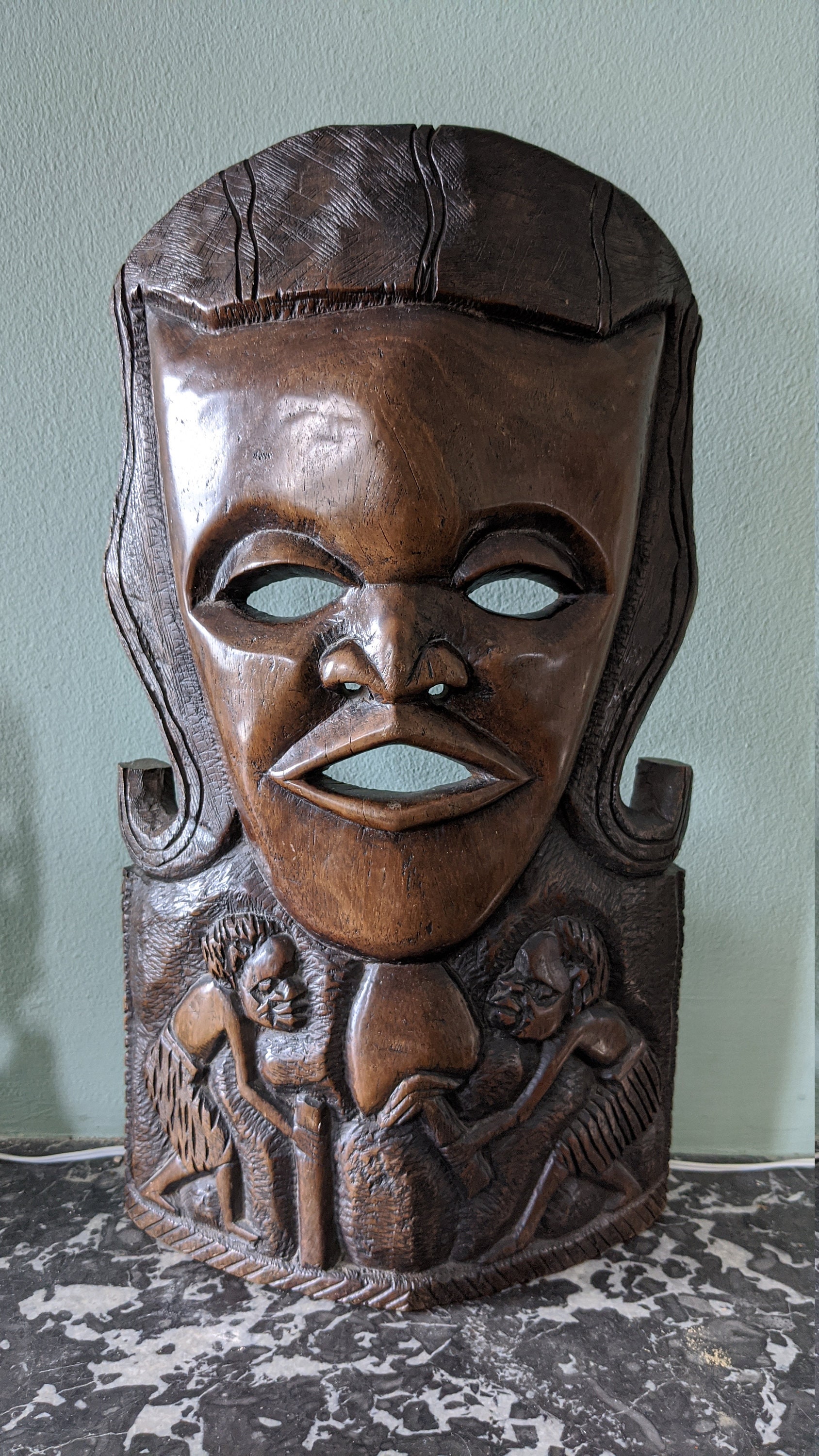 Large Freestanding African Hardwood Mask | Etsy