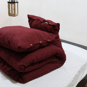 3 Pcs Maroon Washed Cotton Duvet Cover Set UO Bedding Twin - Etsy