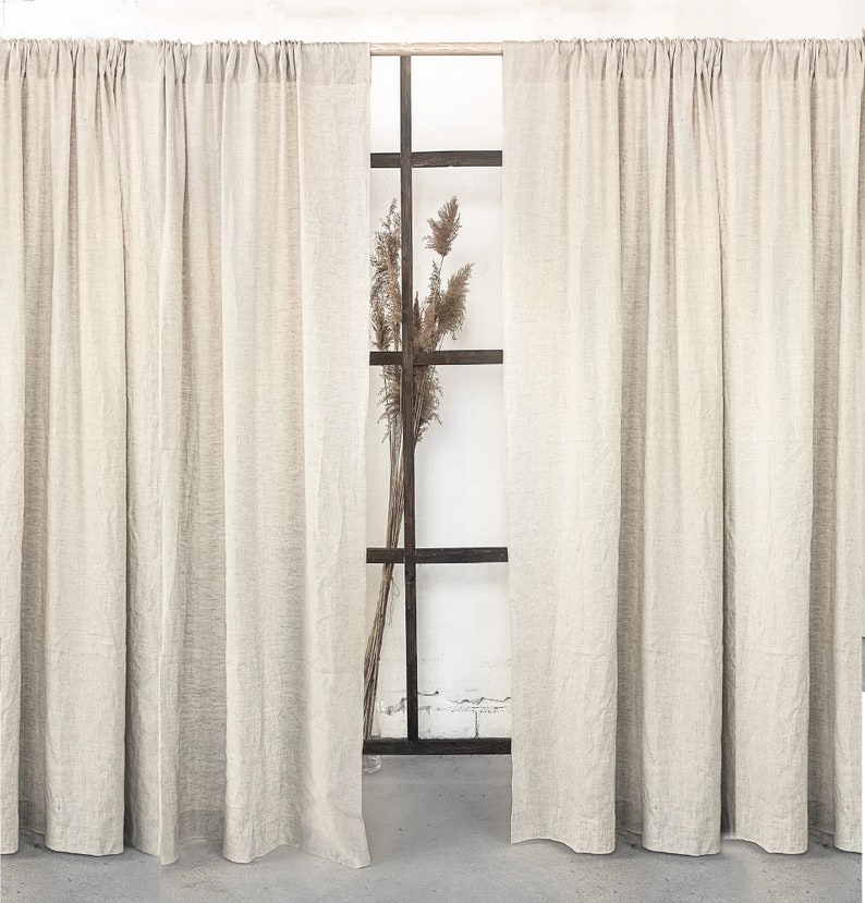 Dusty Blue Color Long Linen Curtain Linen Window Drapes - Etsy