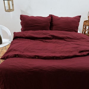 3 Pcs Maroon Washed Cotton Duvet Cover Set UO Bedding Twin - Etsy