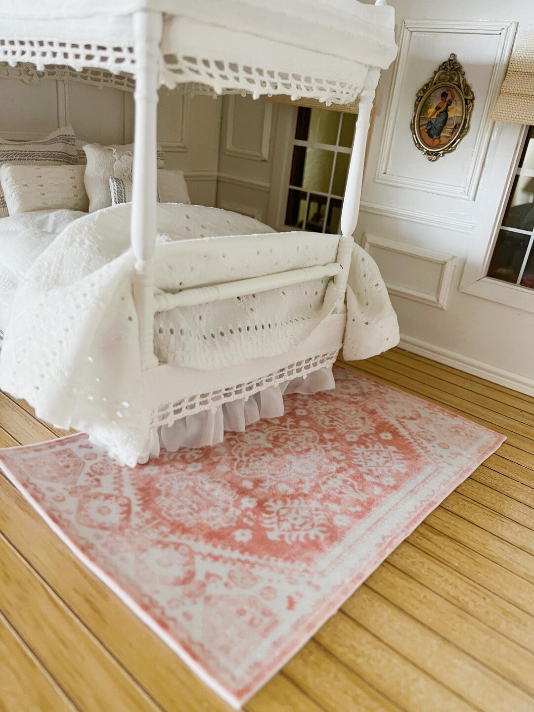 Dollhouse Miniature Pink Floral Shabby Chic Area Rug - Etsy