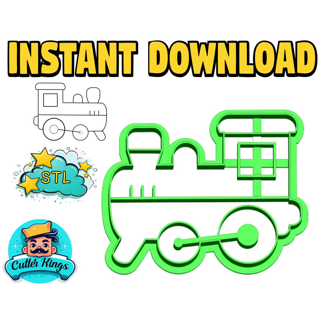 Steam Train Cookie Cutter STL - 3D Print Digital Download for Fondant ...
