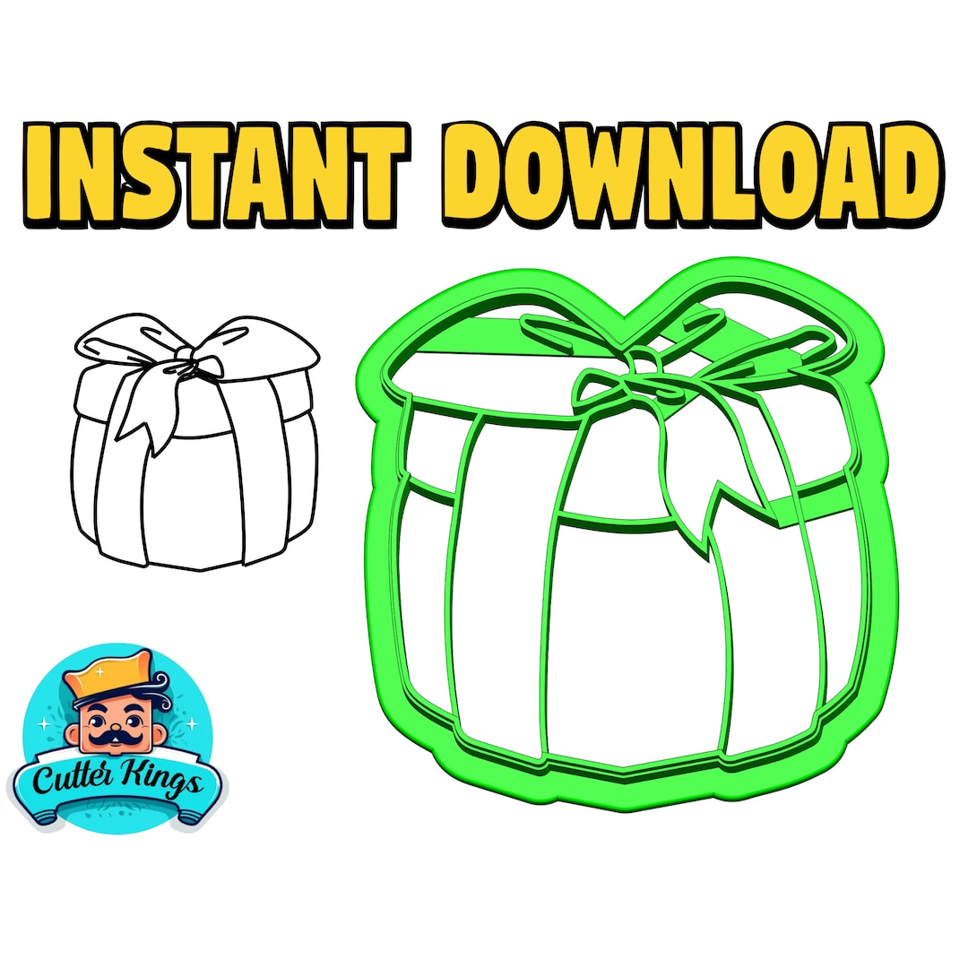 Kawaii Christmas Present Cookie Cutter STL - Digital Download, Cute ...