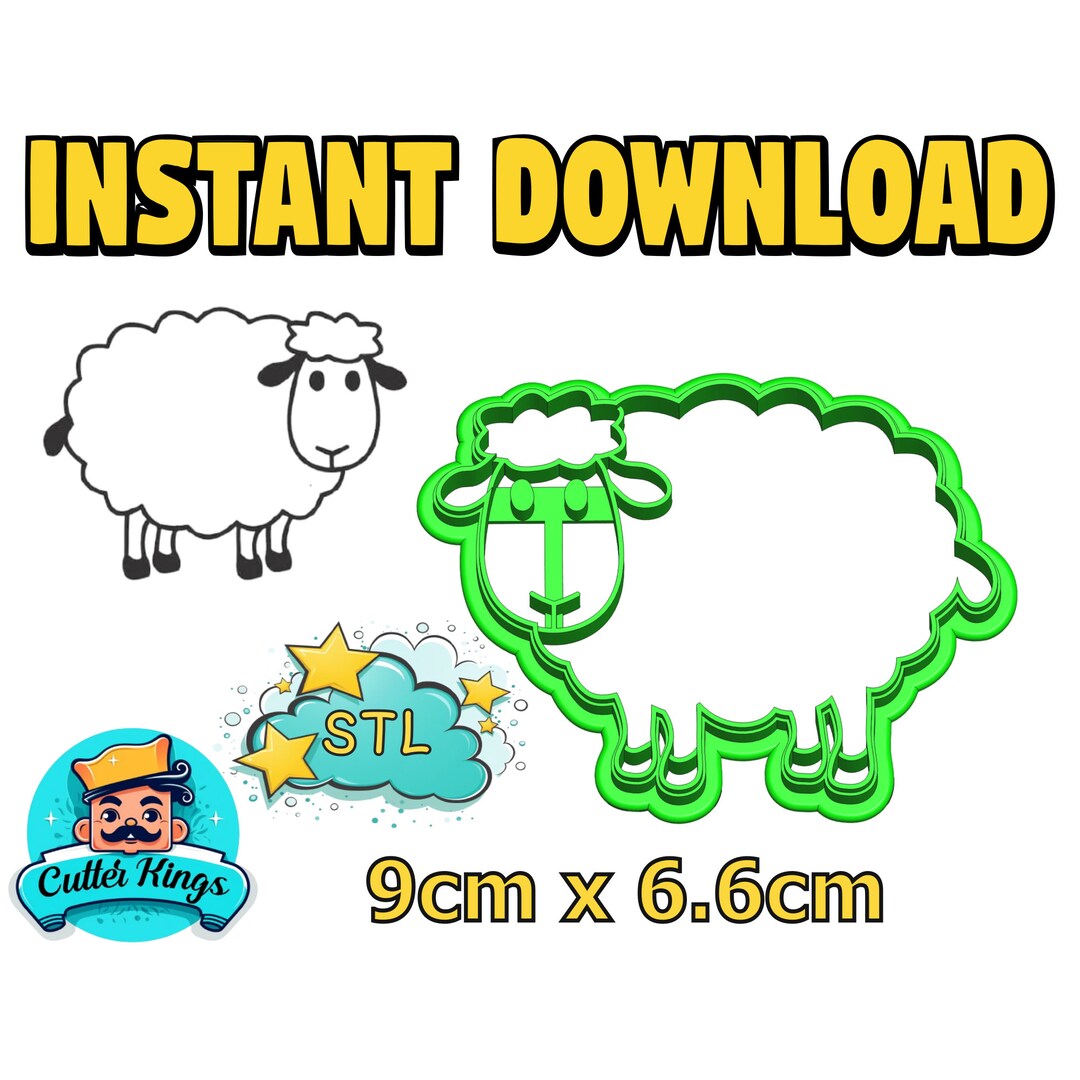 Fluffy Sheep Lamb Cookie Cutter STL - Digital Download for 3D Printing ...