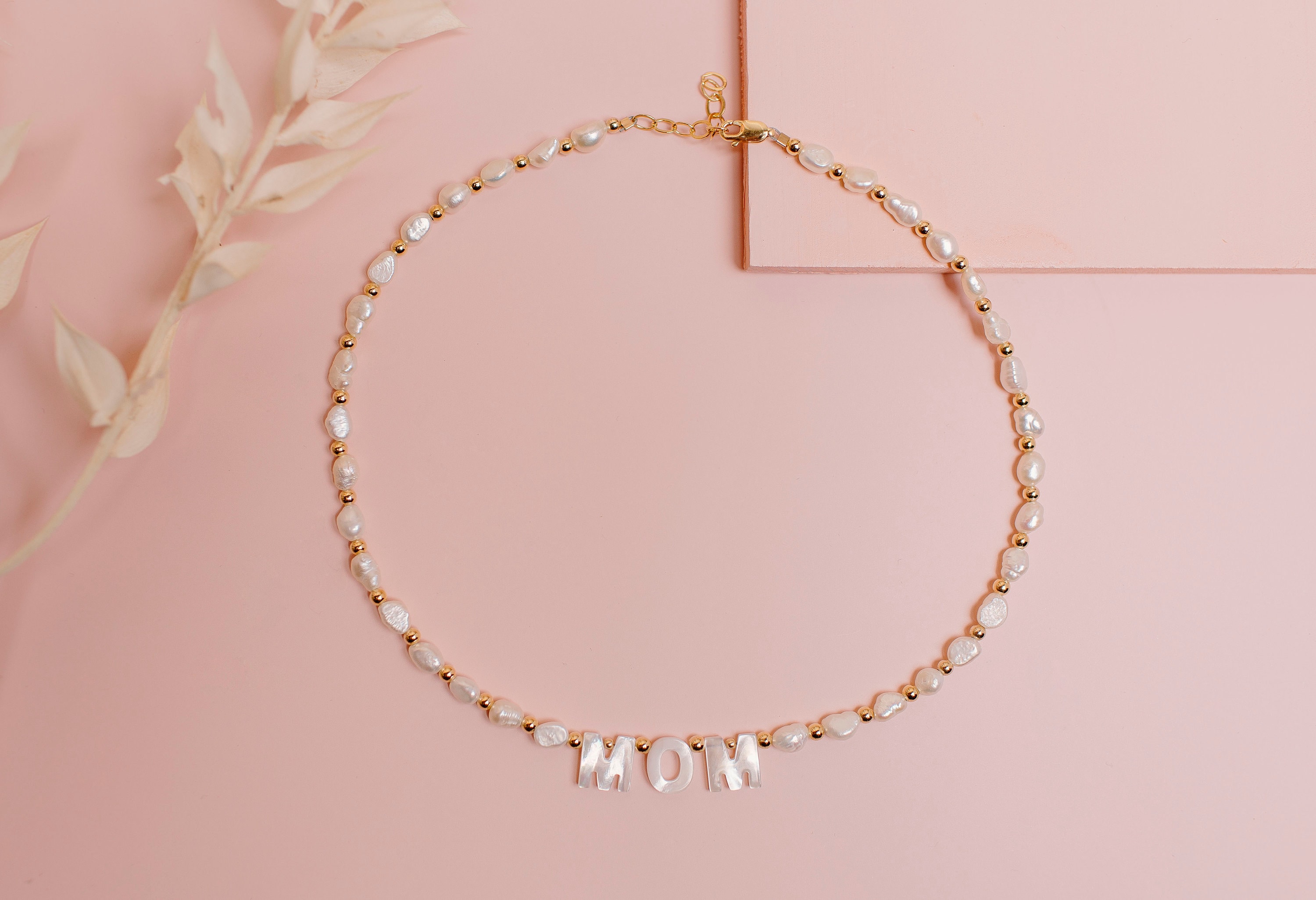 Pearl and Gold Name Necklace | 14k Gold Filled 3mm Necklace With Pearl ...