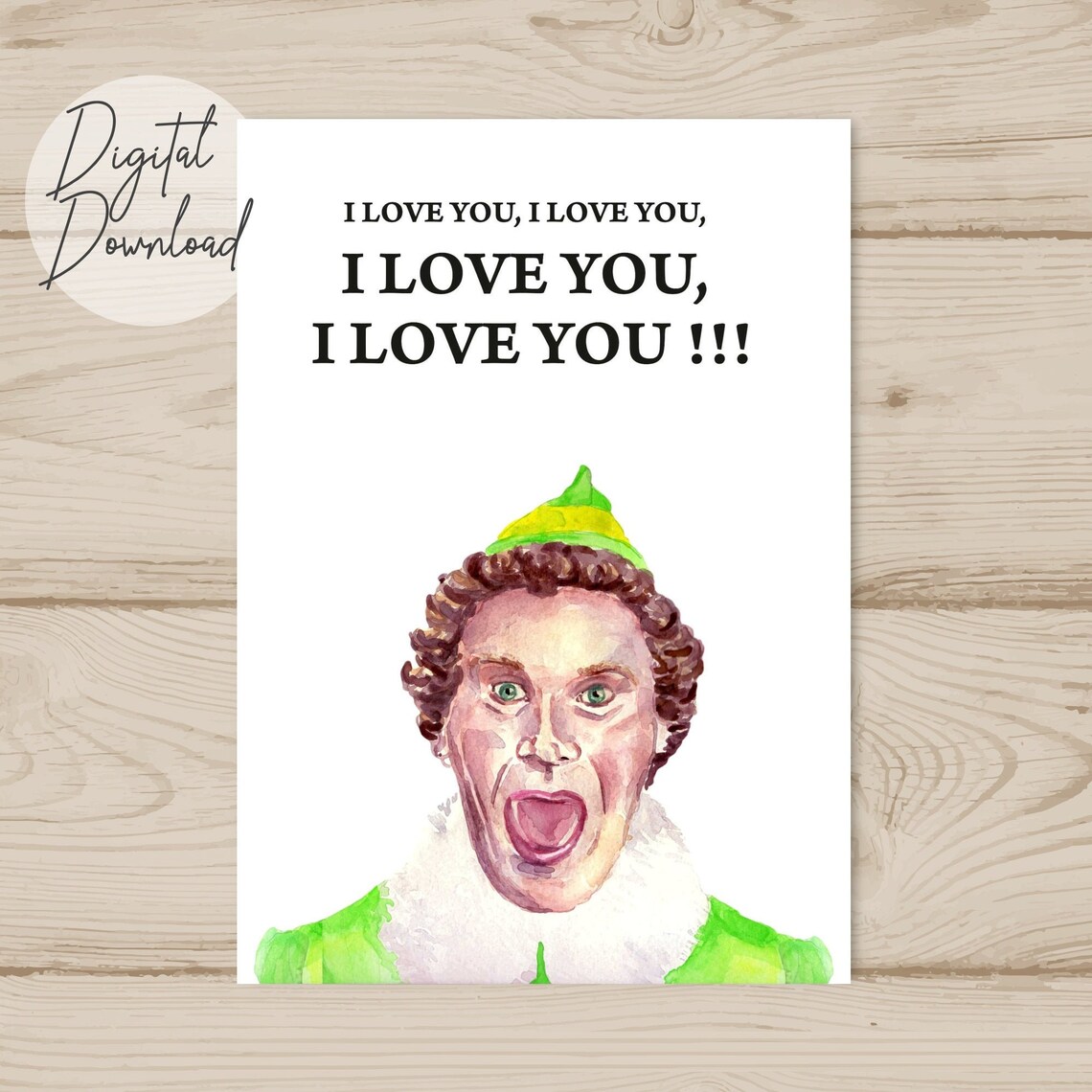 Elf Christmas Card Movie Christmaas Card Printable Cristmas - Etsy