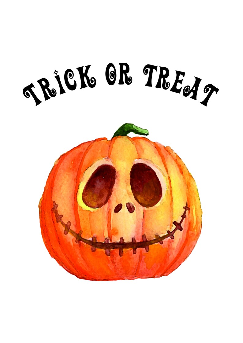 Trick or Treat Posterwatercolor Illustration Halloween - Etsy