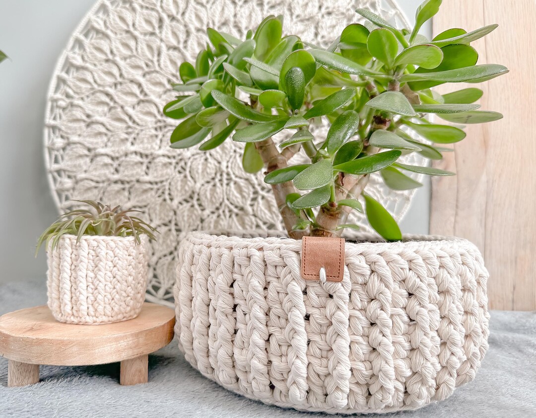 Crochet Pattern Basket RIBBED | Plant Pot Crochet Pattern, Crochet ...