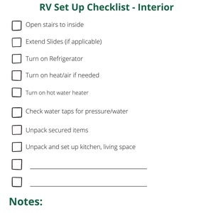 RV Checklist for Travel Trailers - Set Up/breakdown/interior/exterior ...