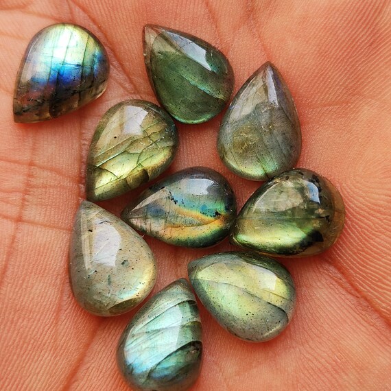 14X10 MM 9pcs Teardrop Shape Labradorite Cabochon Labradorite | Etsy