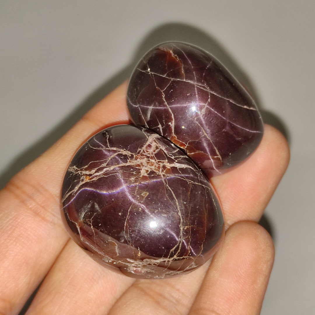 Star Garnet Tumble Stone Exotic Tumble Stone Natural Dark Purple Star ...