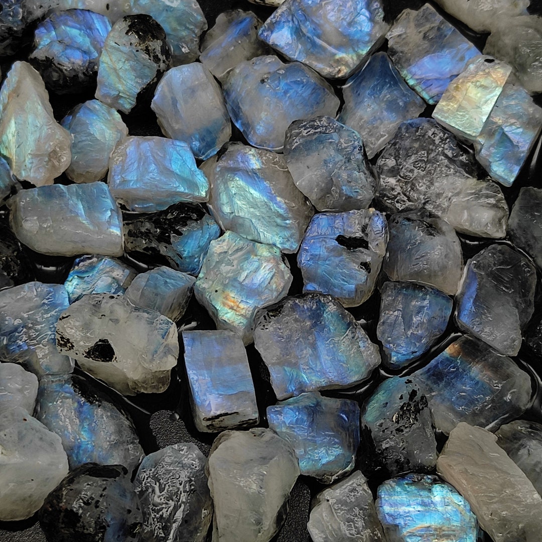 Moonstone Rough | Mini Size | Rainbow Moonstone | Natural Blue Moonstone Rough | Raw Moonstone ...