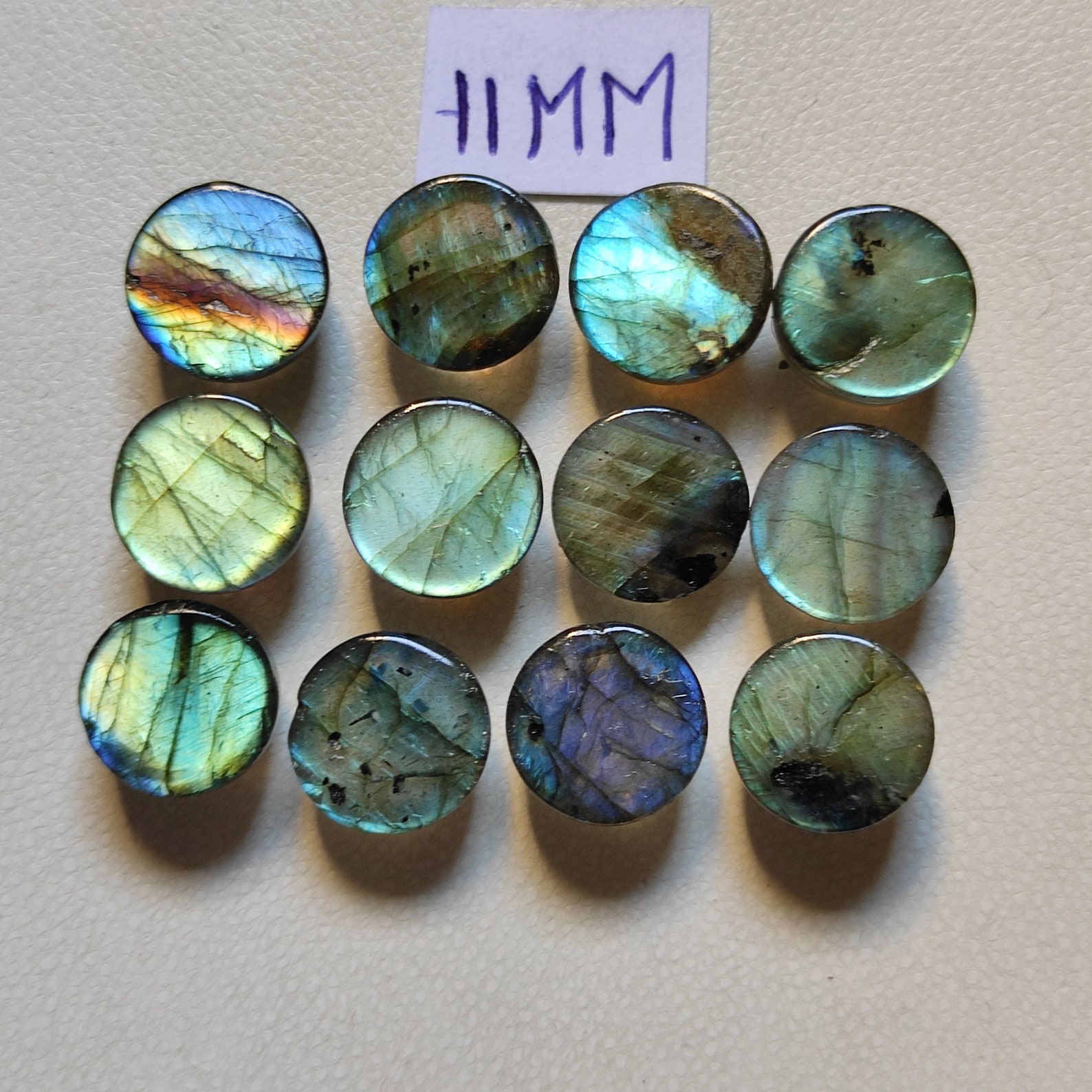 11 MM Rare Labradorite Mineral Feldspar Calibrated Cabochon Round Shape ...