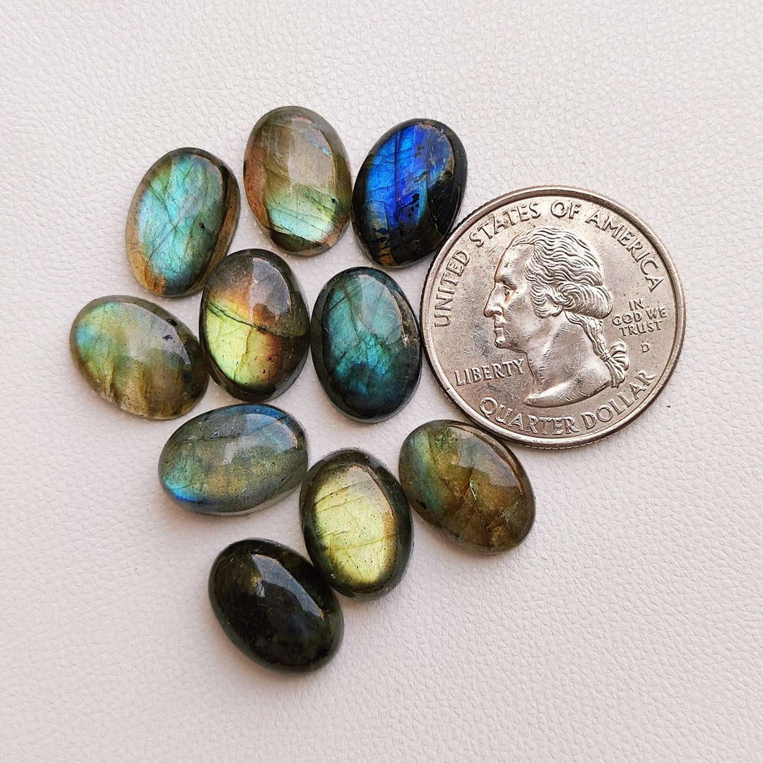14X10 MM Oval Shape 10pcs Natural Flashy Labradorite Cabochon ...