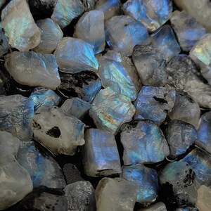 Moonstone Rough | Mini Size | Rainbow Moonstone | Natural Blue Moonstone Rough | Raw Moonstone ...