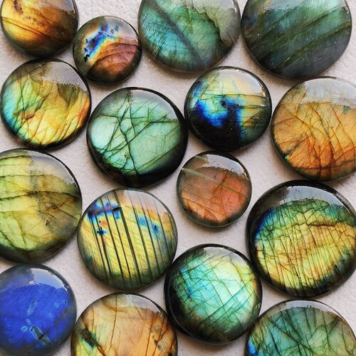 Round Shape Natural Multi Flashy Labradorite Cabochon - Etsy