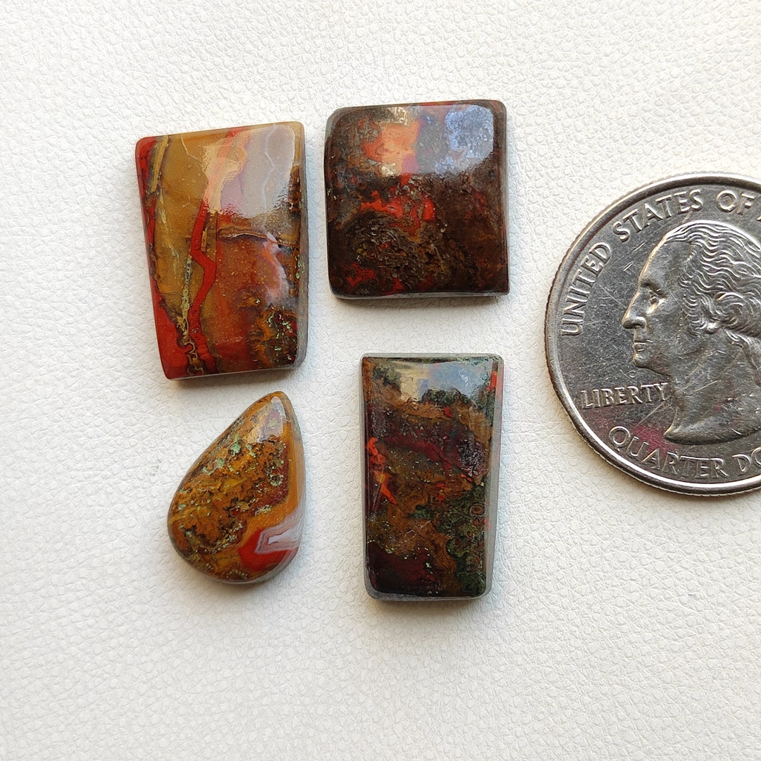 4pcs Lot Moroccan Seam Agate Cabochon 100% Natural Unique Moroccan Seam ...