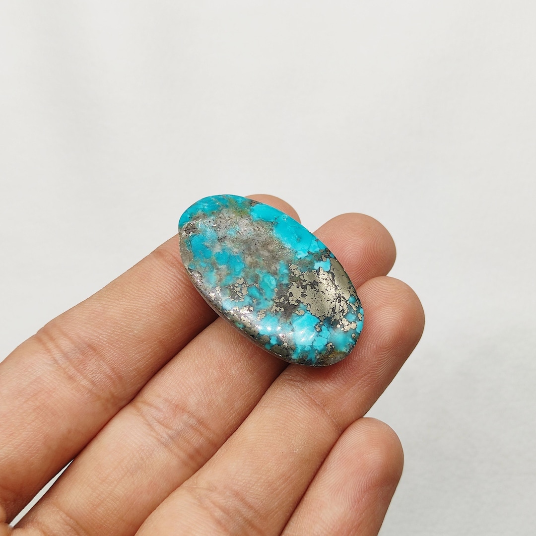 Turquoise With Pyrite | 35X20X10 MM Oval, 55ct | High-quality Turquoise ...