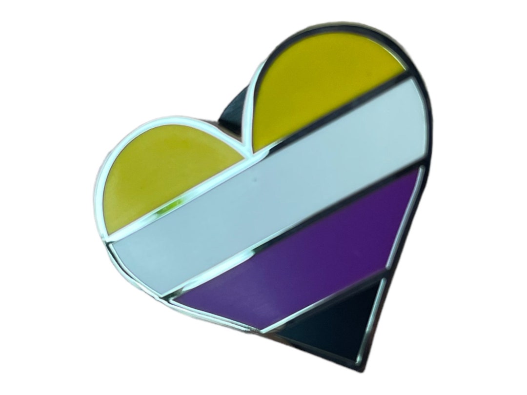 Nonbinary Flag Pin Heart | Lgbt Pins | Nonbinary Flag | Enby Pride ...